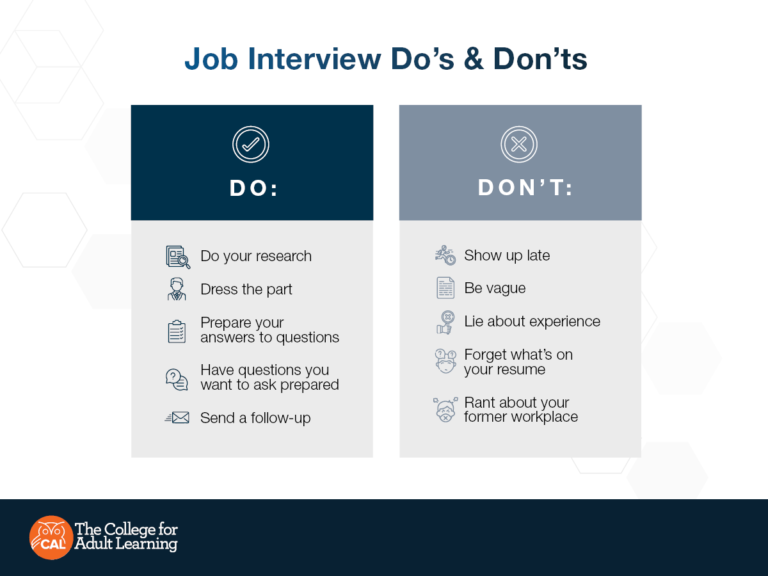 10 Job Interview Do’s and Don’ts | College for Adult Learning